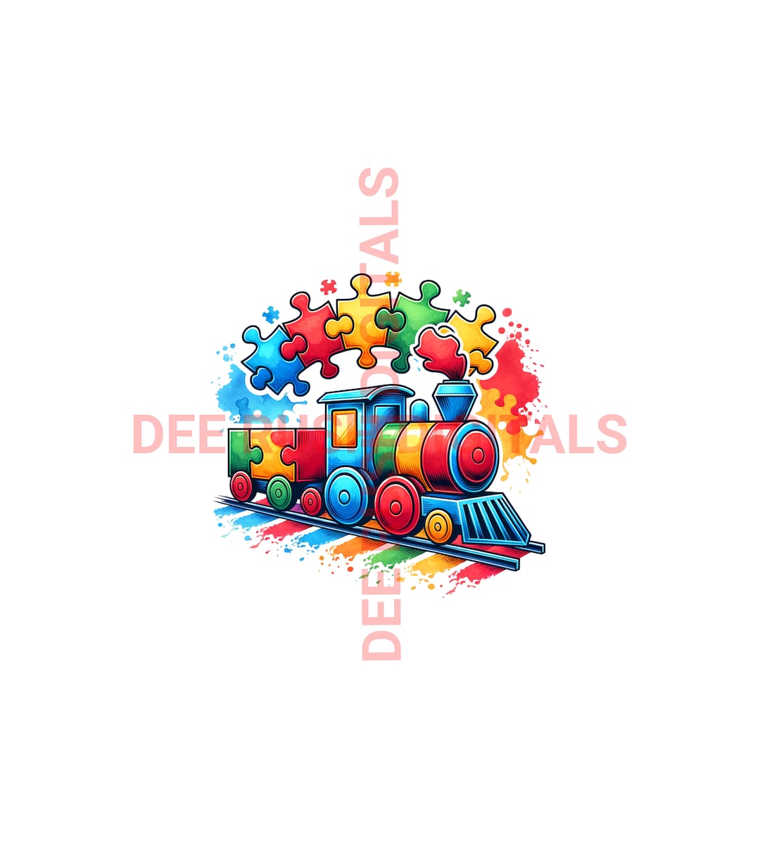 Autism Awareness Train Art Png, Autism Locomotive, Colorful Puzzle ...