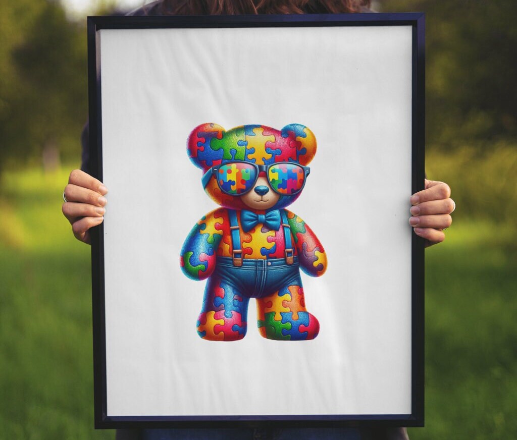 Autism Teddy Bear Png Autism Teddy Bear Puzzle Pattern Autism Bear ...