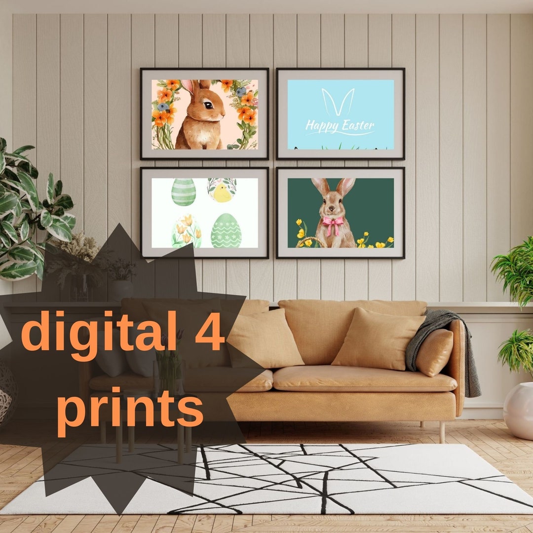 Easter Bundle Set of 4,easter Eggs Printable Wall Art,easter Wall Decor ...