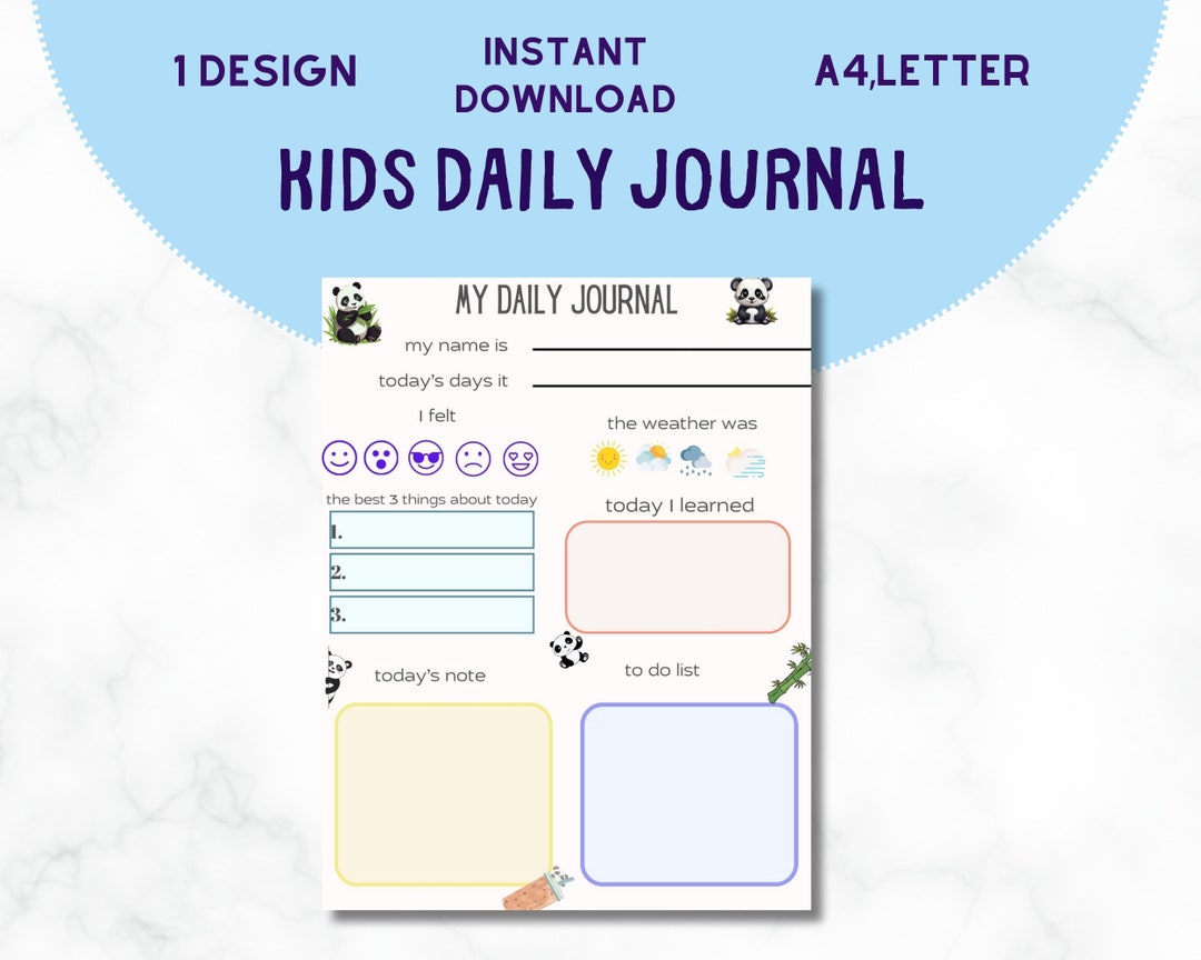 Kıds Daıly Journal Printable|journal for Kıds|dıary for Children|kıds ...