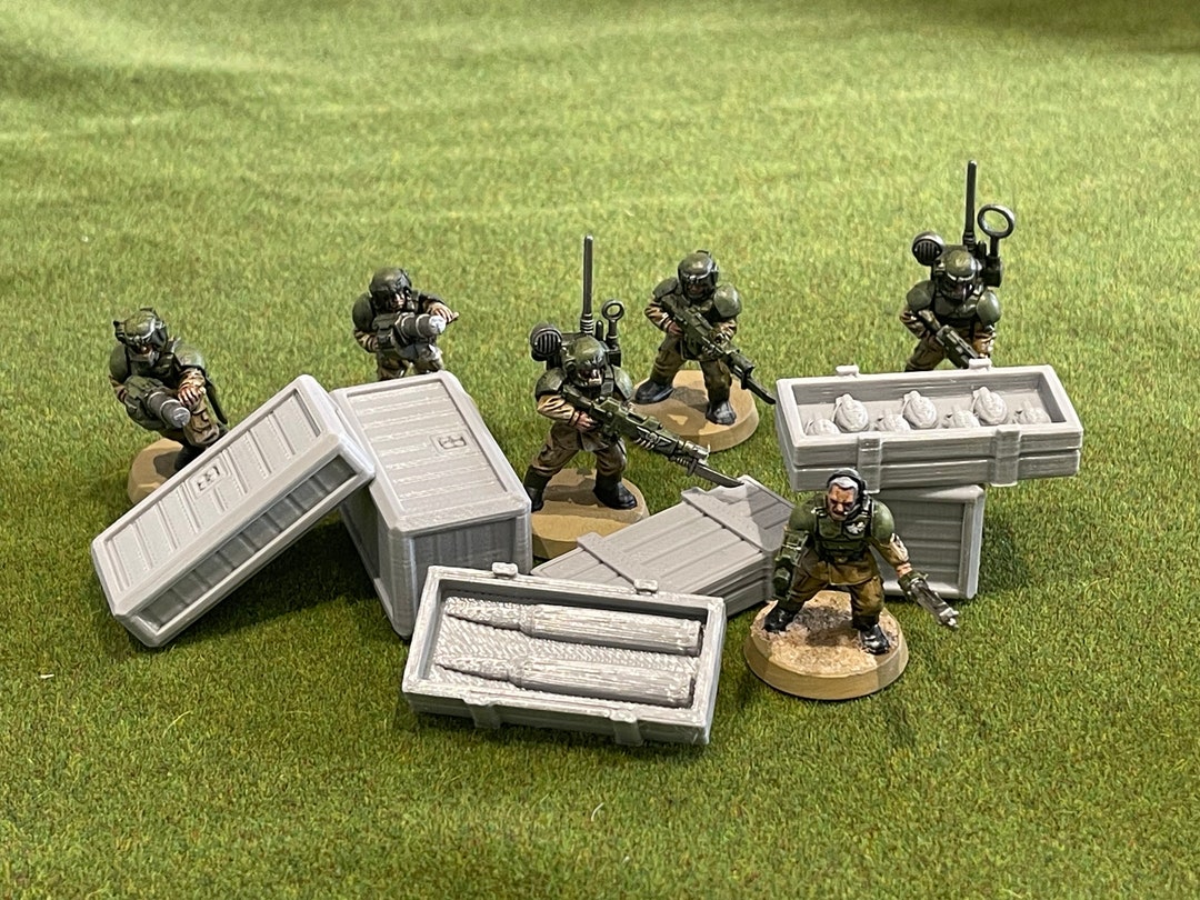 6 X Crates and Boxes Terrain Scenery Warhammer 40k for Tabletop Gaming ...