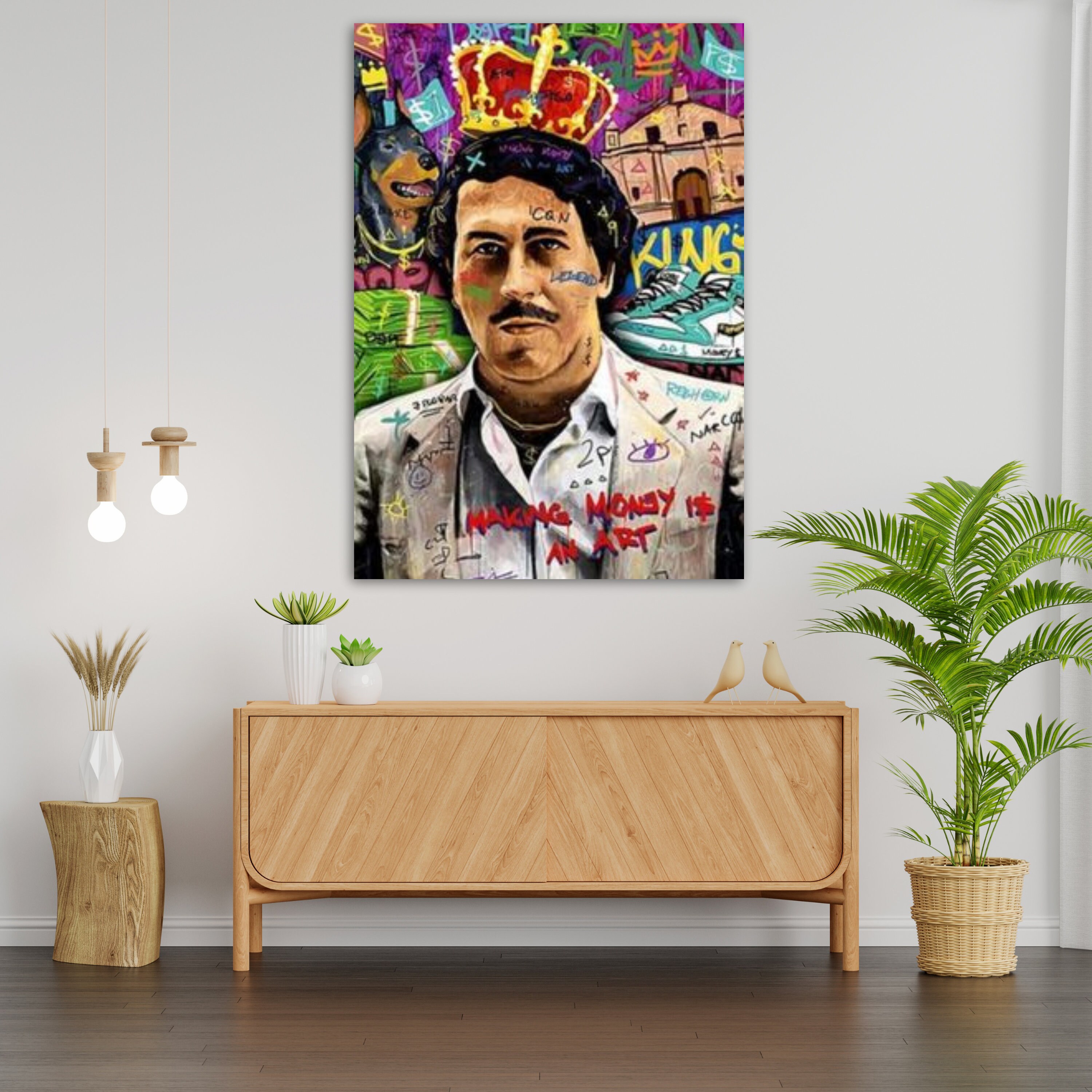 Pablo Escobar Banksy Style Graffiti Wall Art Print, Ready to Hang ...