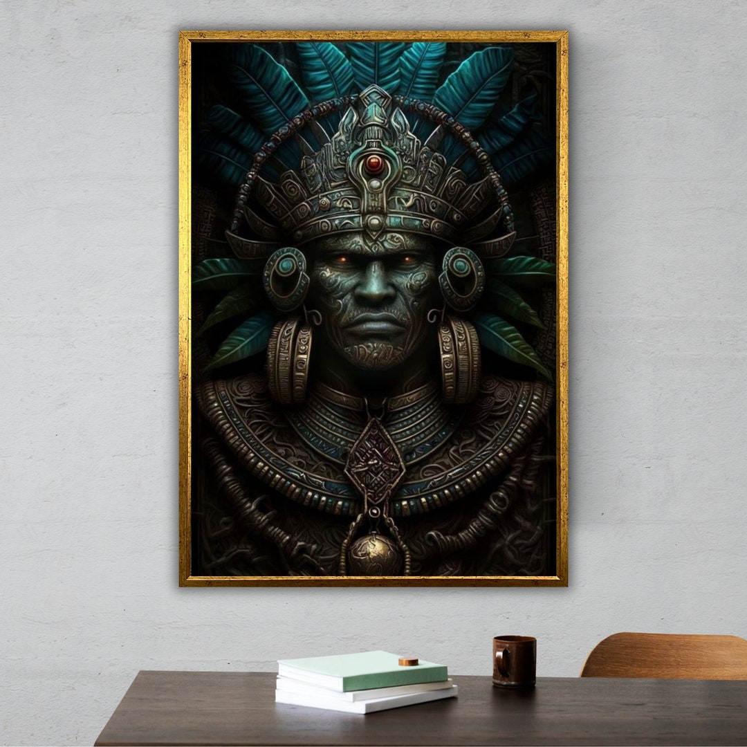 Aztec Warrior Wall Art Canvas, Ready to Hang, Gift for Warrior ...