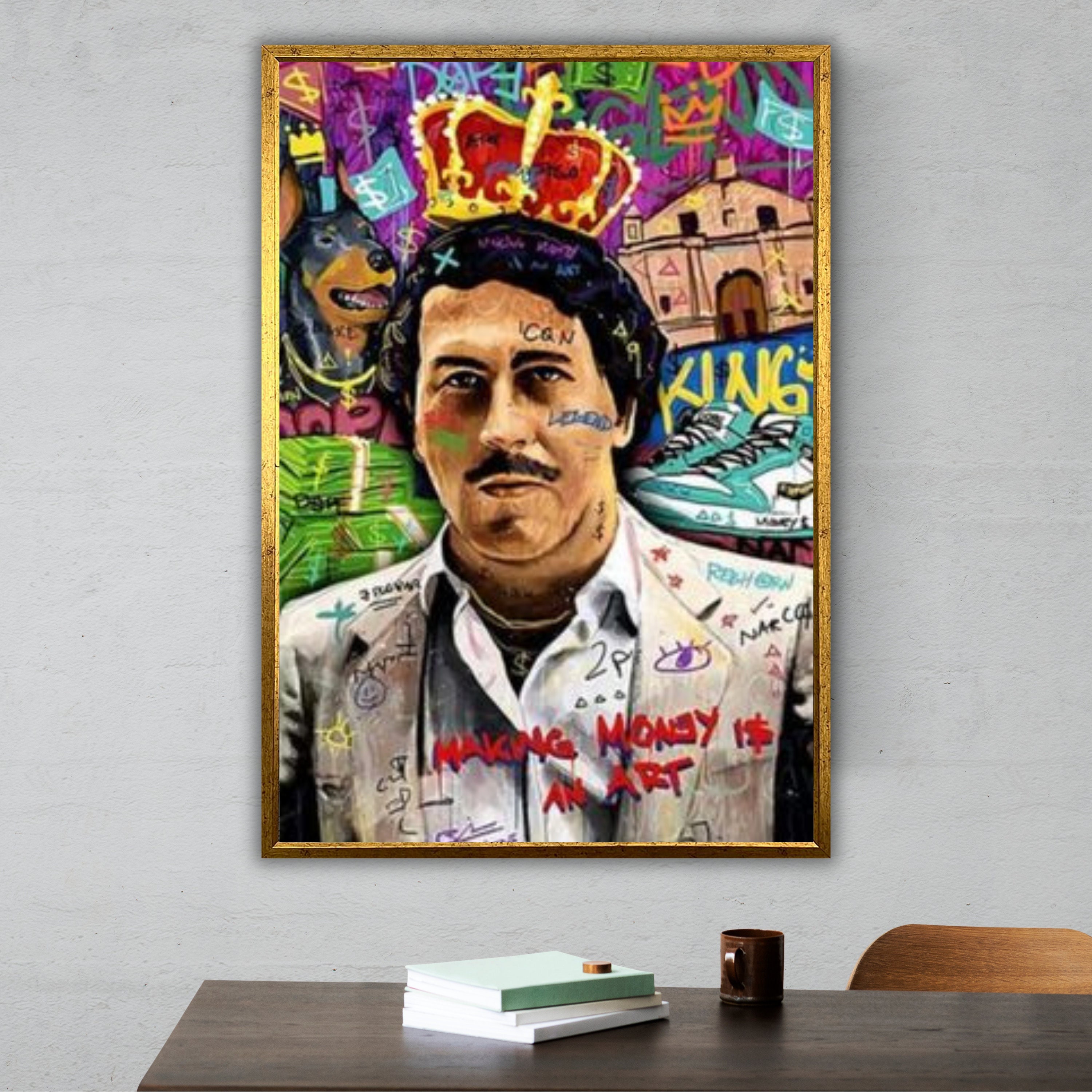 Pablo Escobar Banksy Style Graffiti Wall Art Print, Ready to Hang ...