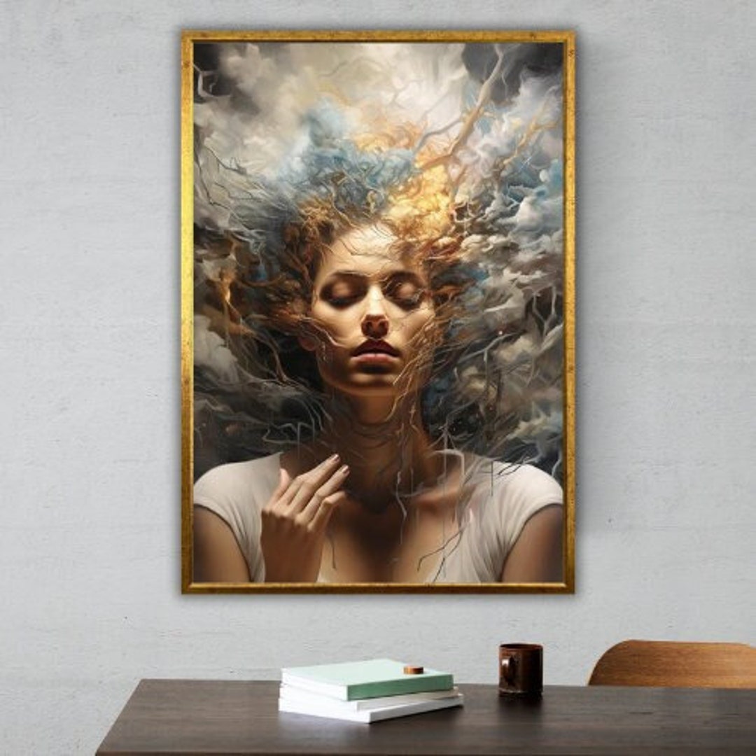 Surrealism Women Canvas Wall Art, Ready to Hang Print, Abstract Figure ...