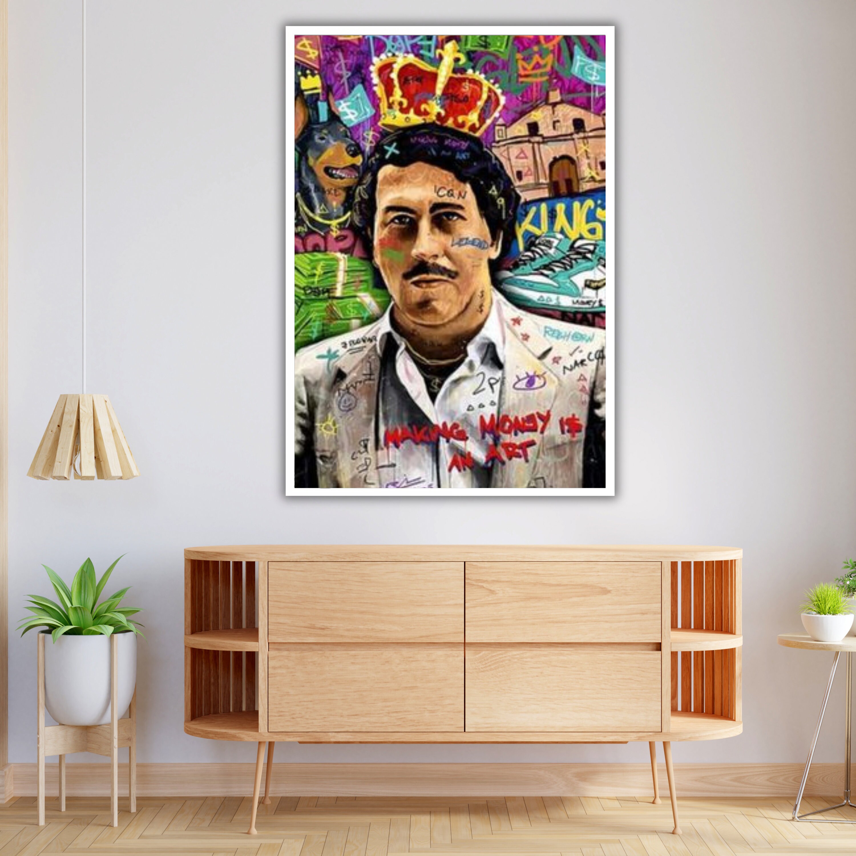 Pablo Escobar Banksy Style Graffiti Wall Art Print, Ready to Hang ...