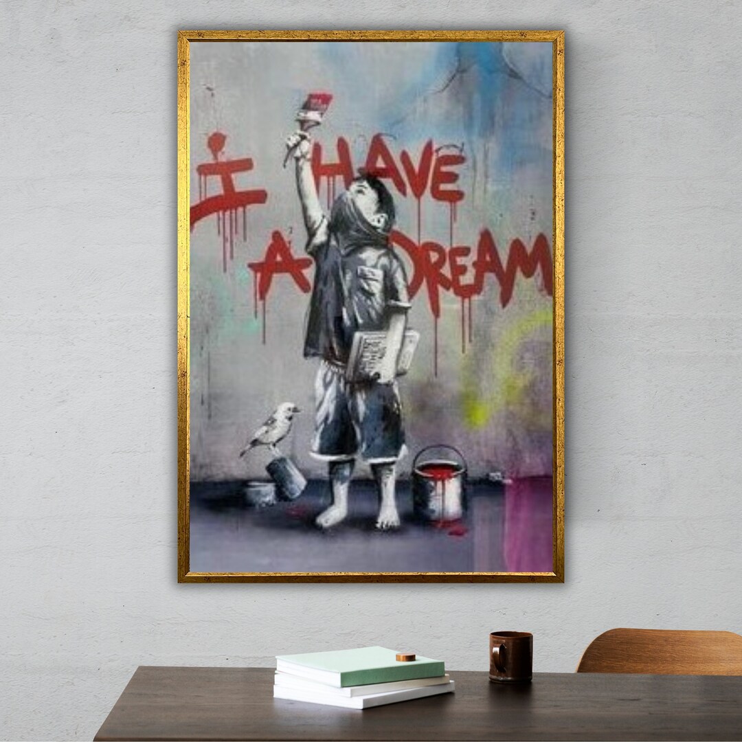 Banksy Style Kid Graffiti Wall Art Print, Ready to Hang, Artist Canvas ...
