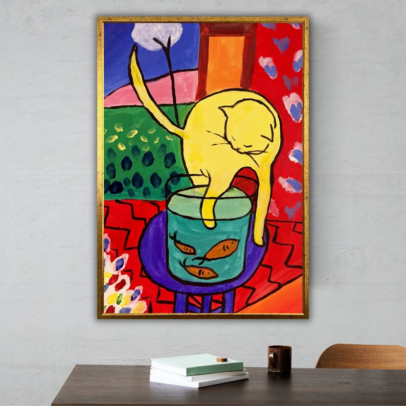 Henri Matisse Cat With Red Fish Canvas Wall Art, Ready to Hang, Animal ...