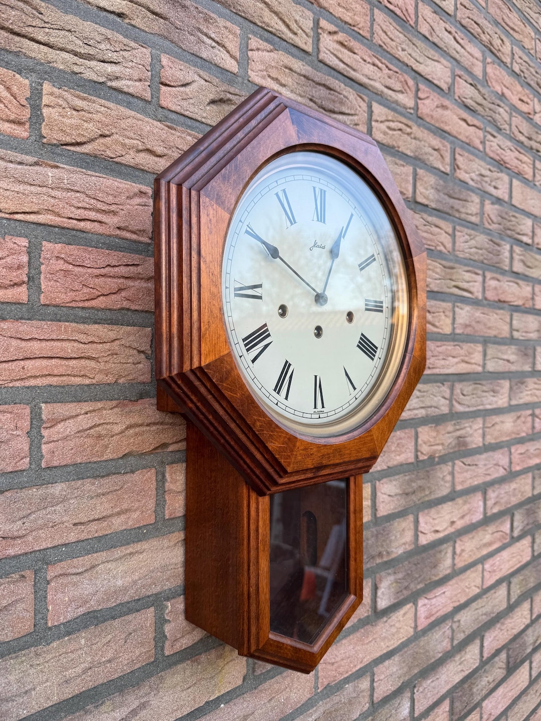 Westminster PUB Clock With Octagonal Mahogany Frame Around the Dial and ...