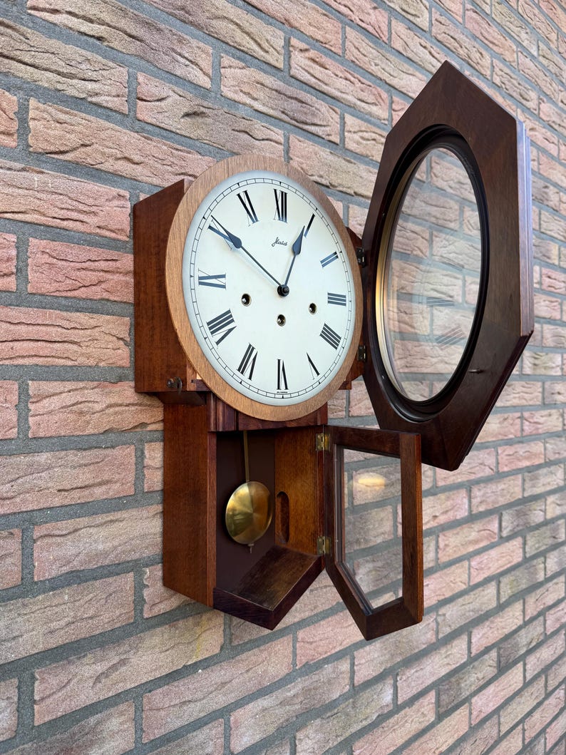 Westminster PUB Clock With Octagonal Mahogany Frame Around the Dial and ...