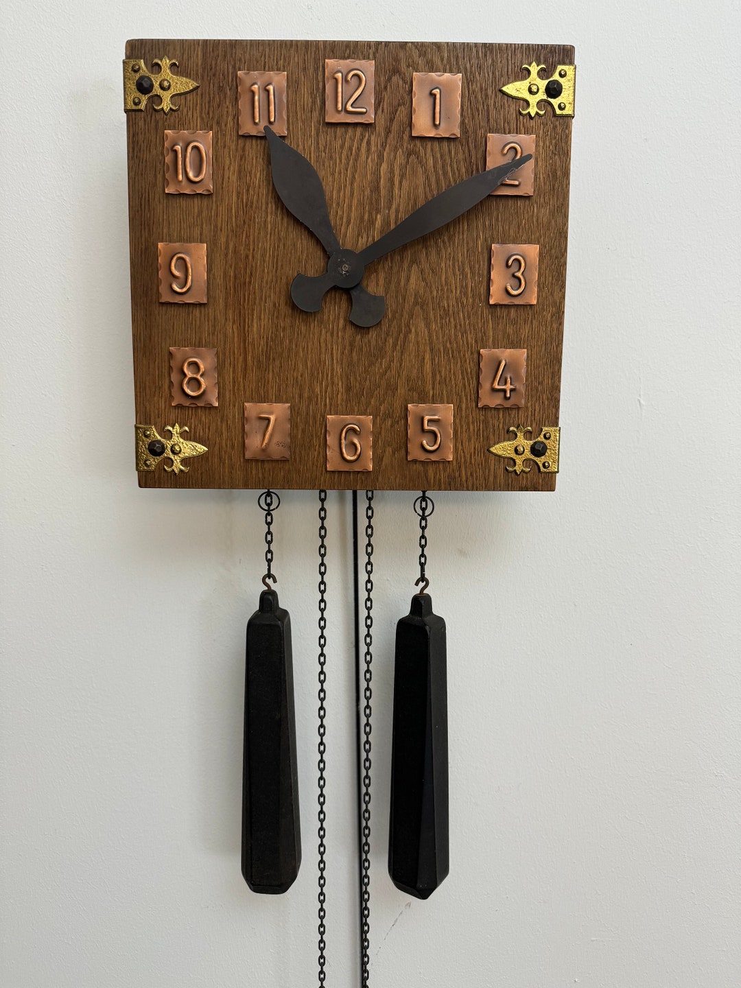 Special Square 1950s Wall Clock With Square Weights. - Etsy