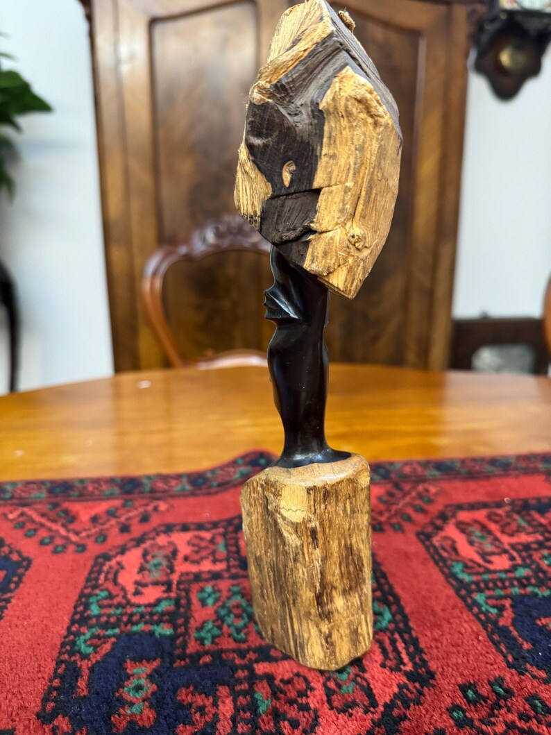 Hand-carved African Sculpture of a Woman Carrying a Load on Her Head ...