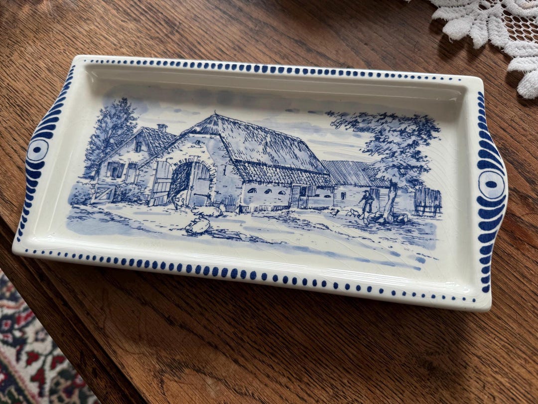 Dutch Delft Blue Hand Painted Cake Dish. Serving Tray, Tray, - Etsy