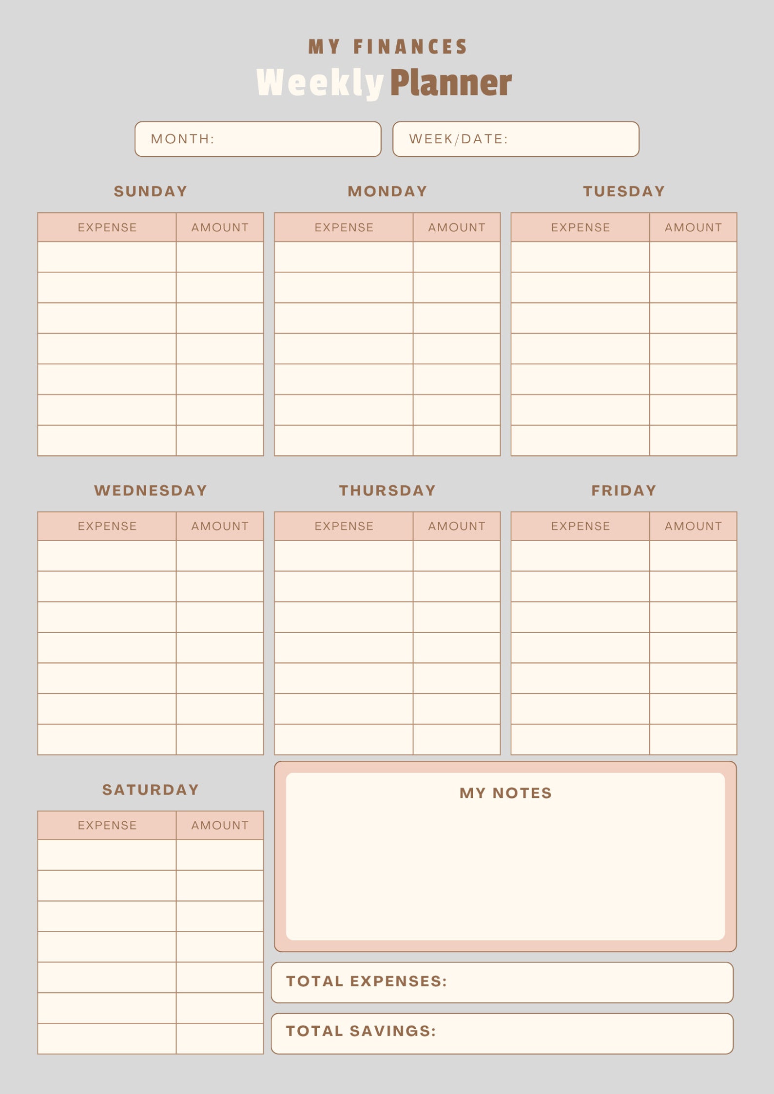 Weekly Budget Planner, Printable Budget Planner, Budget Sheet in A4 ...
