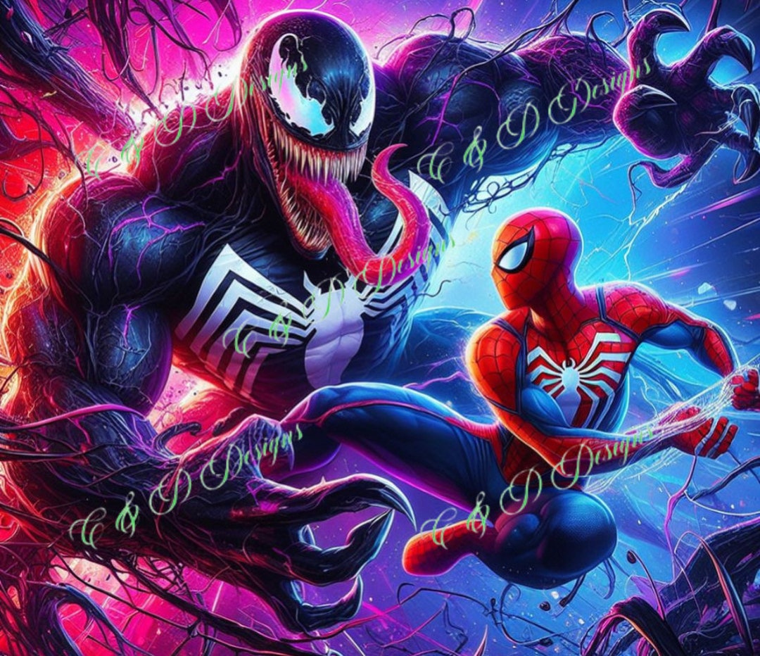 Spiderman Vs Venom Sublimation Tumbler Wrap PNG for 20oz Skinny ...