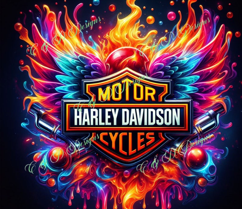 Harley Flames 20 Oz Skinny Tumbler Sublimation Design, Straight ...