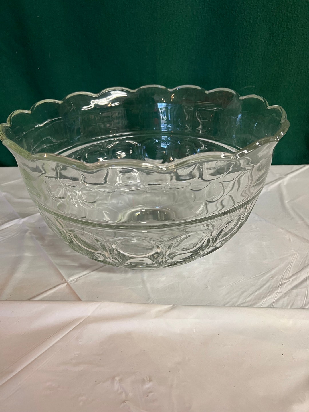 Vintage Indiana Glass Thumbprint Punch Bowl/ Serving Bowl - Etsy