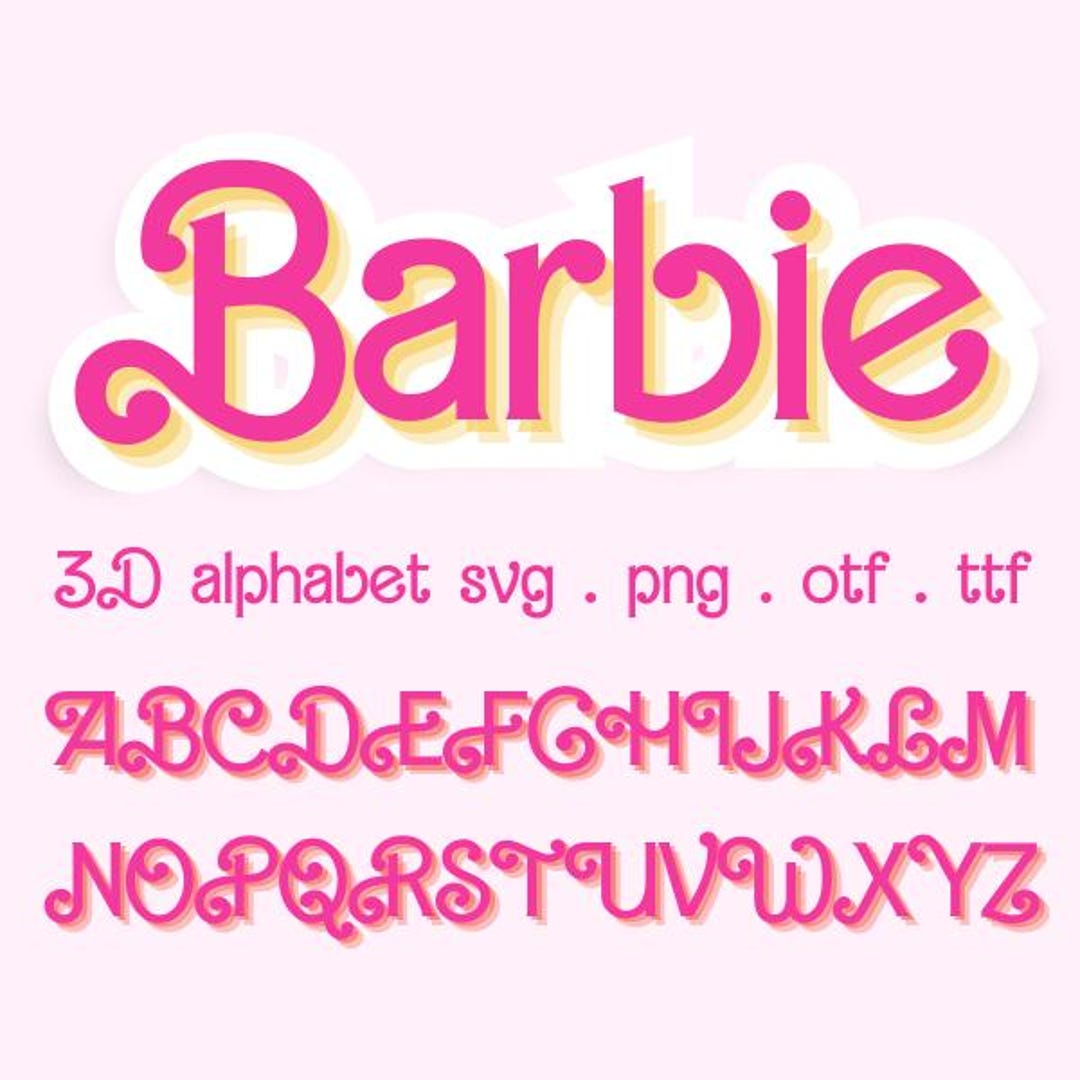 Barb Dolly Layered 3D Font,3d Font Alphabet SVG PNG Files,3d Font ...