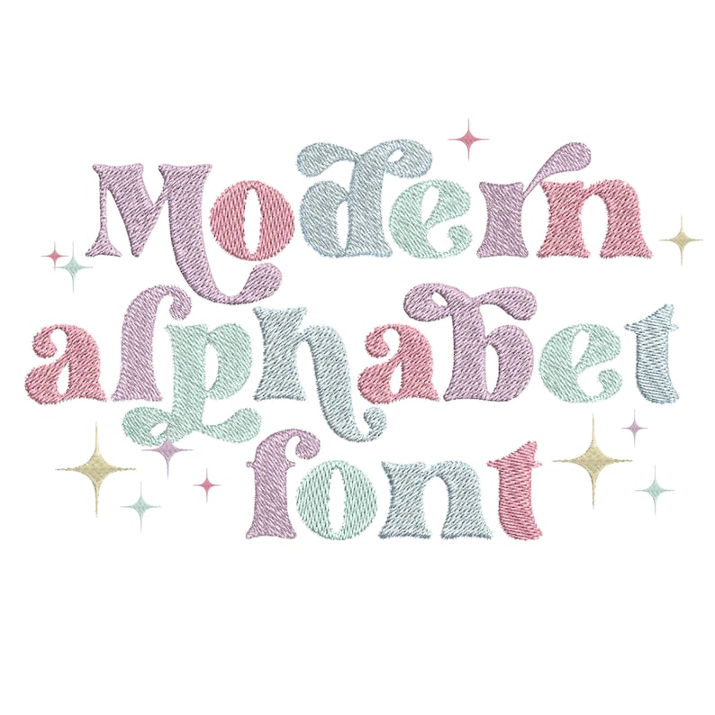 Modern Retro Serif Font With Star Embroidery Designs, 4 Sizes ,satin ...