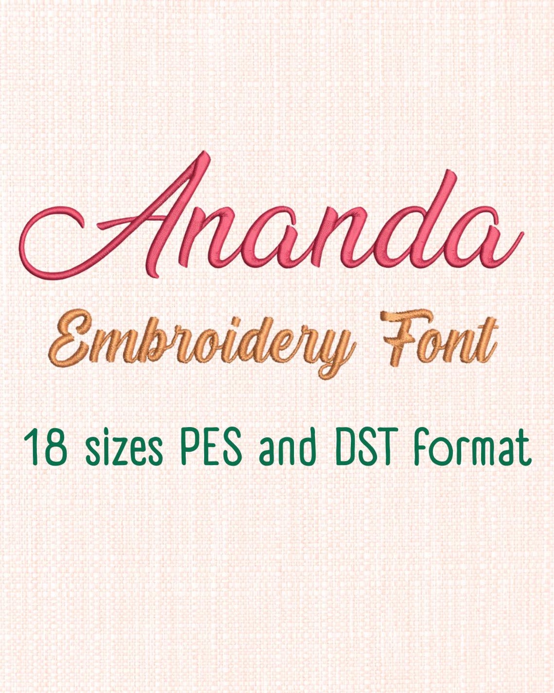 Ananda Font, Calligraphy Fonts, 18 Sizes ,satin and Filled Stitches ...