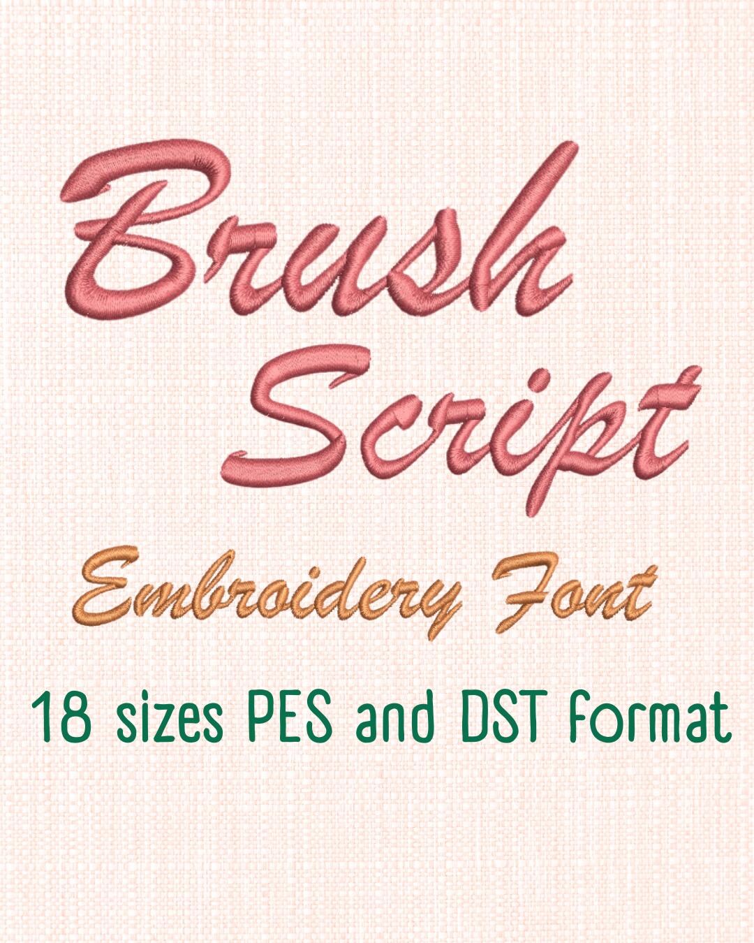 Brush Script Font, Calligraphy Fonts, 18 Sizes ,satin and Filled ...