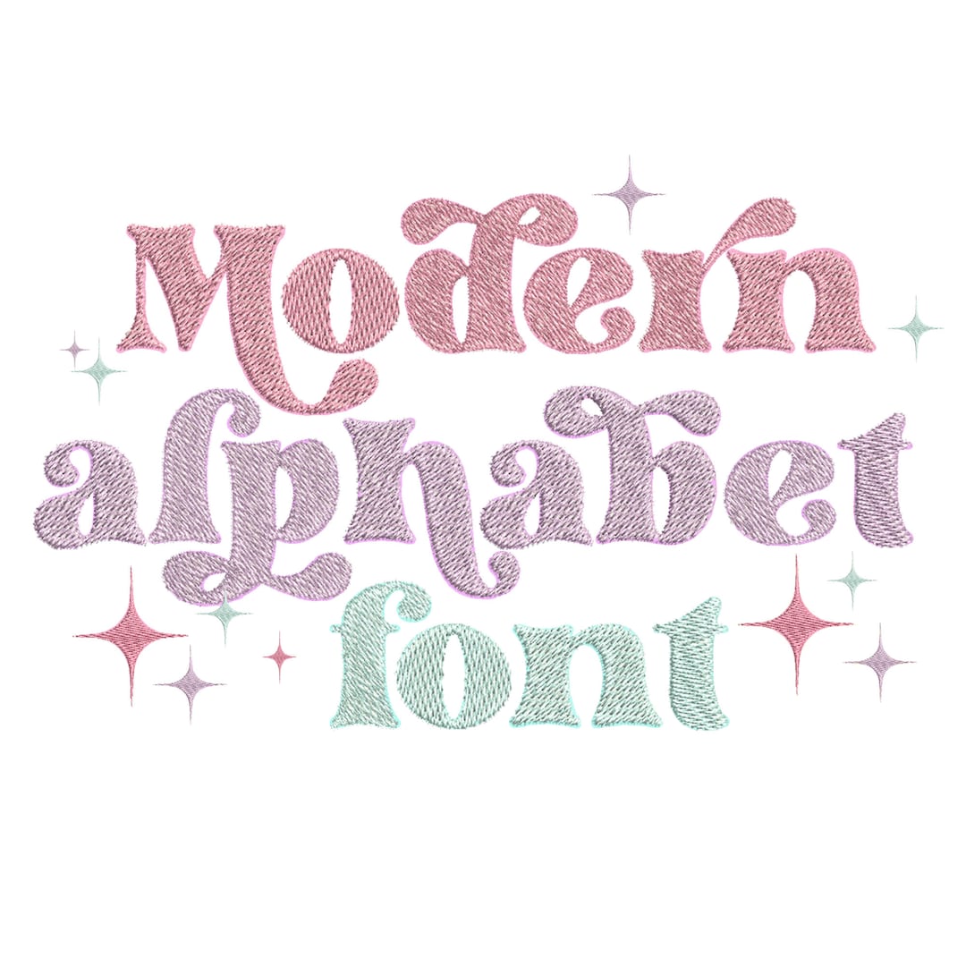Modern Retro Serif Font With Star Embroidery Designs, 4 Sizes ,satin ...