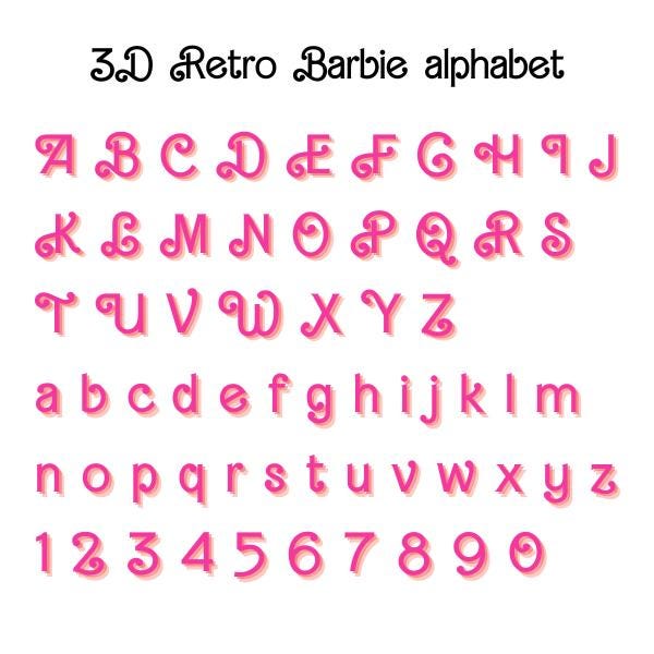 Barb Dolly Layered 3D Font,3d Font Alphabet SVG PNG Files,3d Font ...
