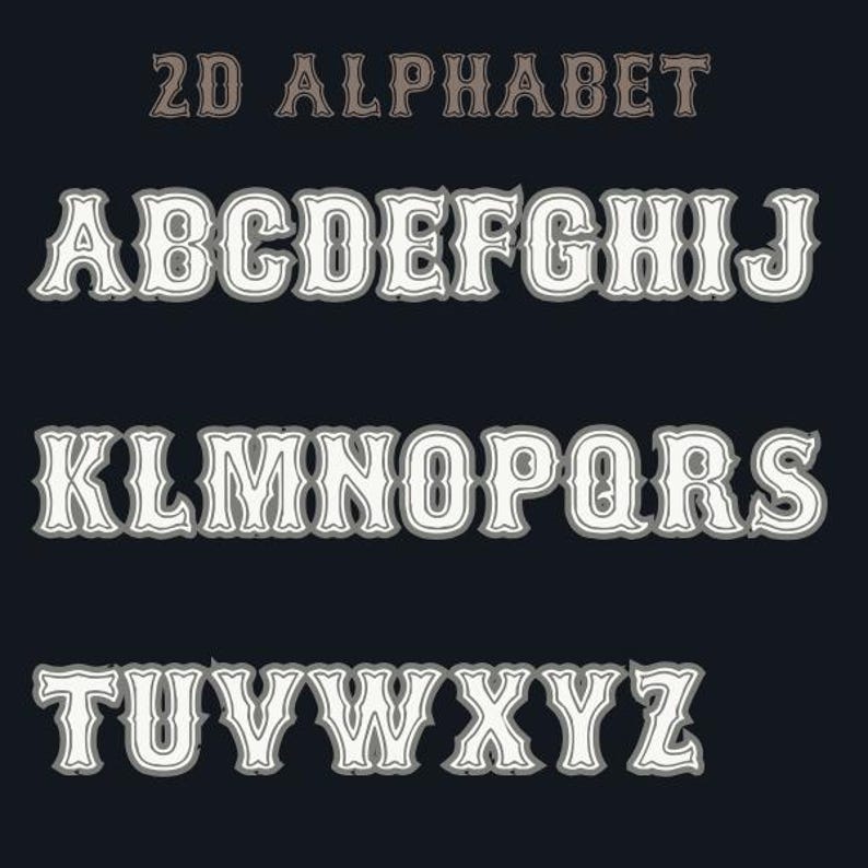 Bosox Font,3d Layered Font Alpahbet SVG,3D Font Alphabet PNG Files ...