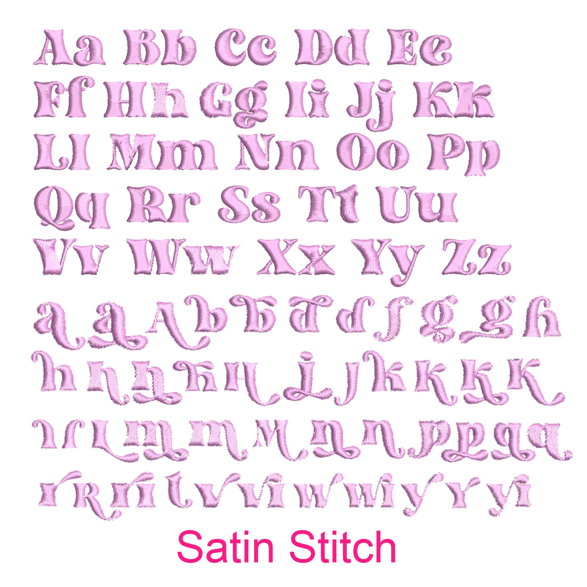 Retro Flowers Duo Font With Flowers Embroidery Designs,4 Sizes ,satin ...