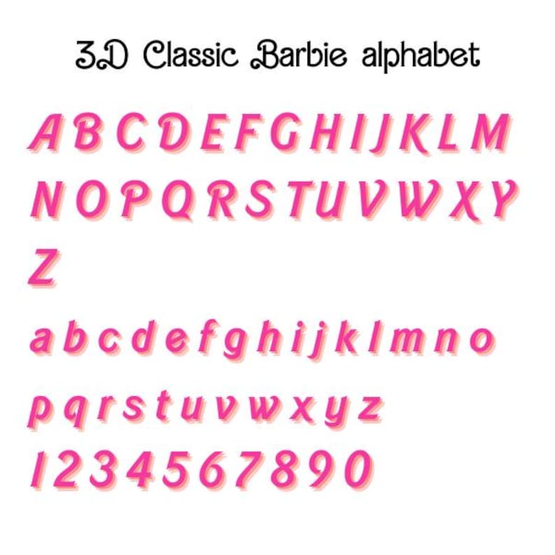Barb Dolly Layered 3D Font,3d Font Alphabet SVG PNG Files,3d Font ...