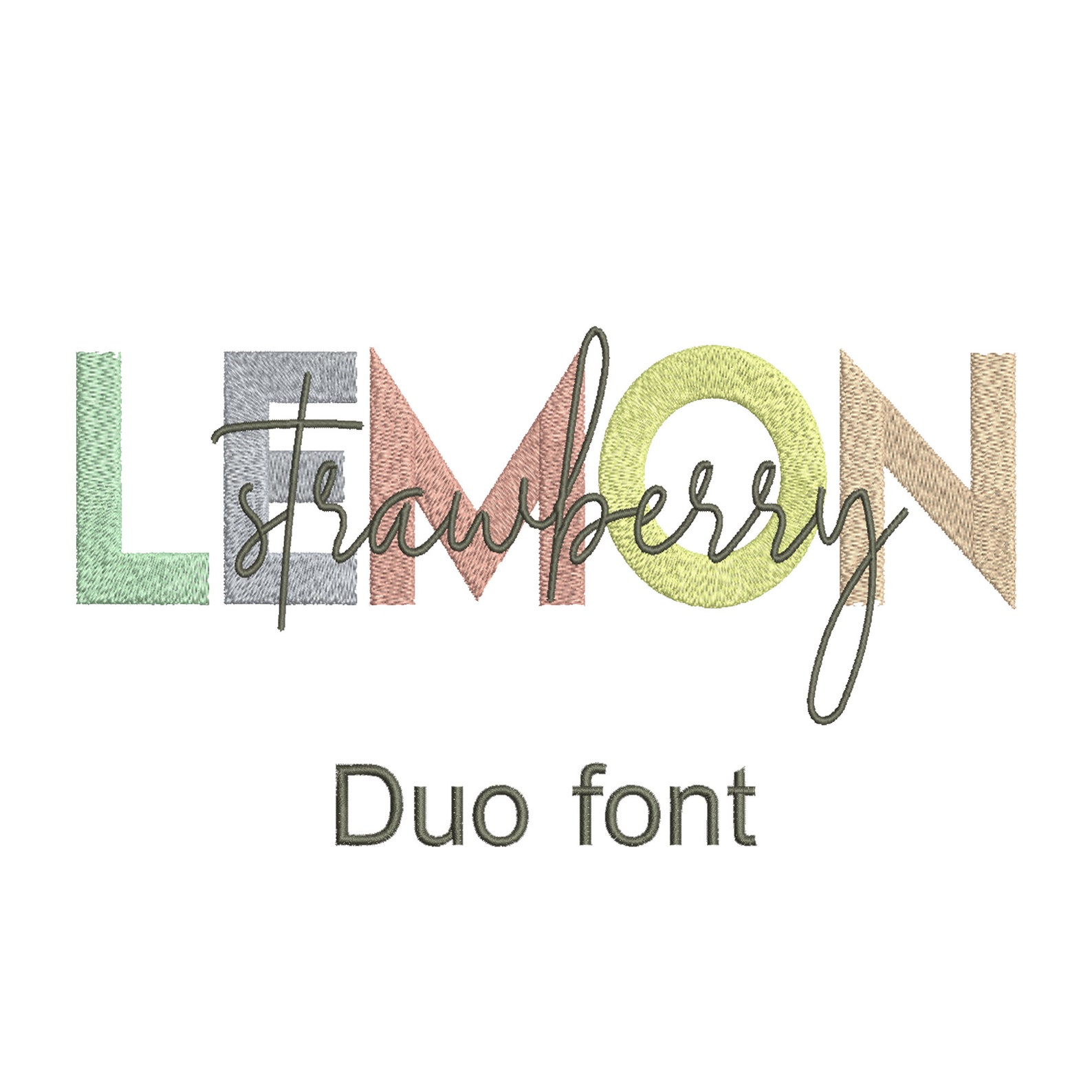 Lemon Duo Embroidery Font,script Font Satin Stitch Embroidery,duo ...