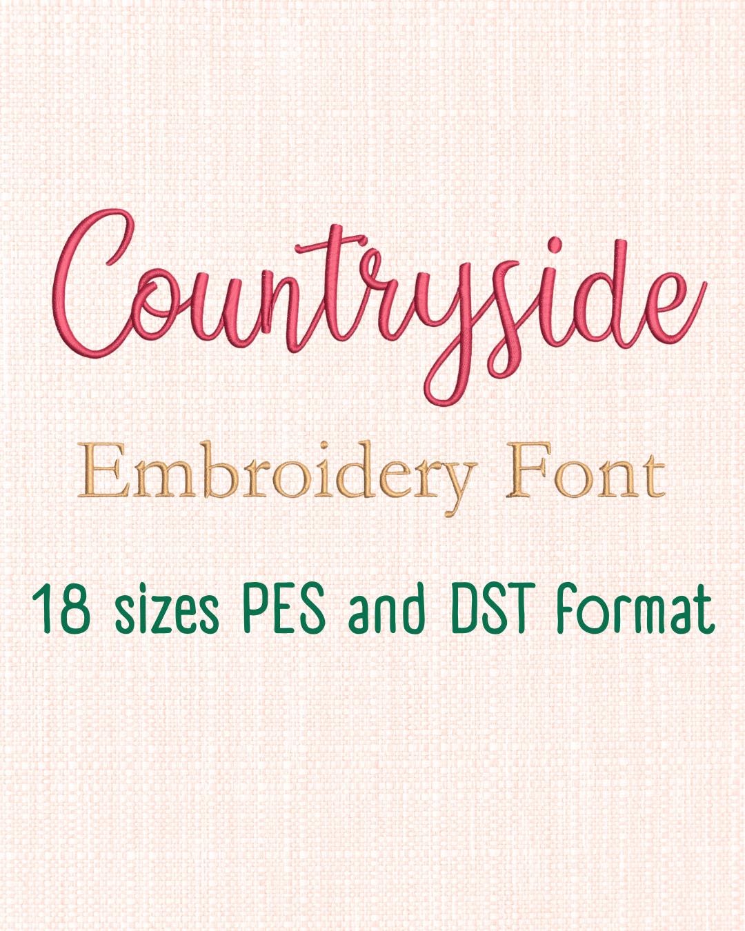 Countryside Font, Calligraphy Fonts, 18 Sizes ,satin and Filled ...
