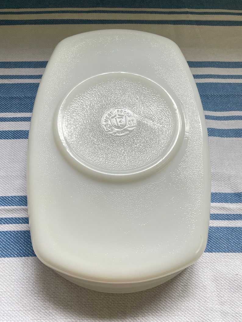 Federal Glass Blue Rose Baking Dish - 1.5 Quart Milkglass - Mid Century ...