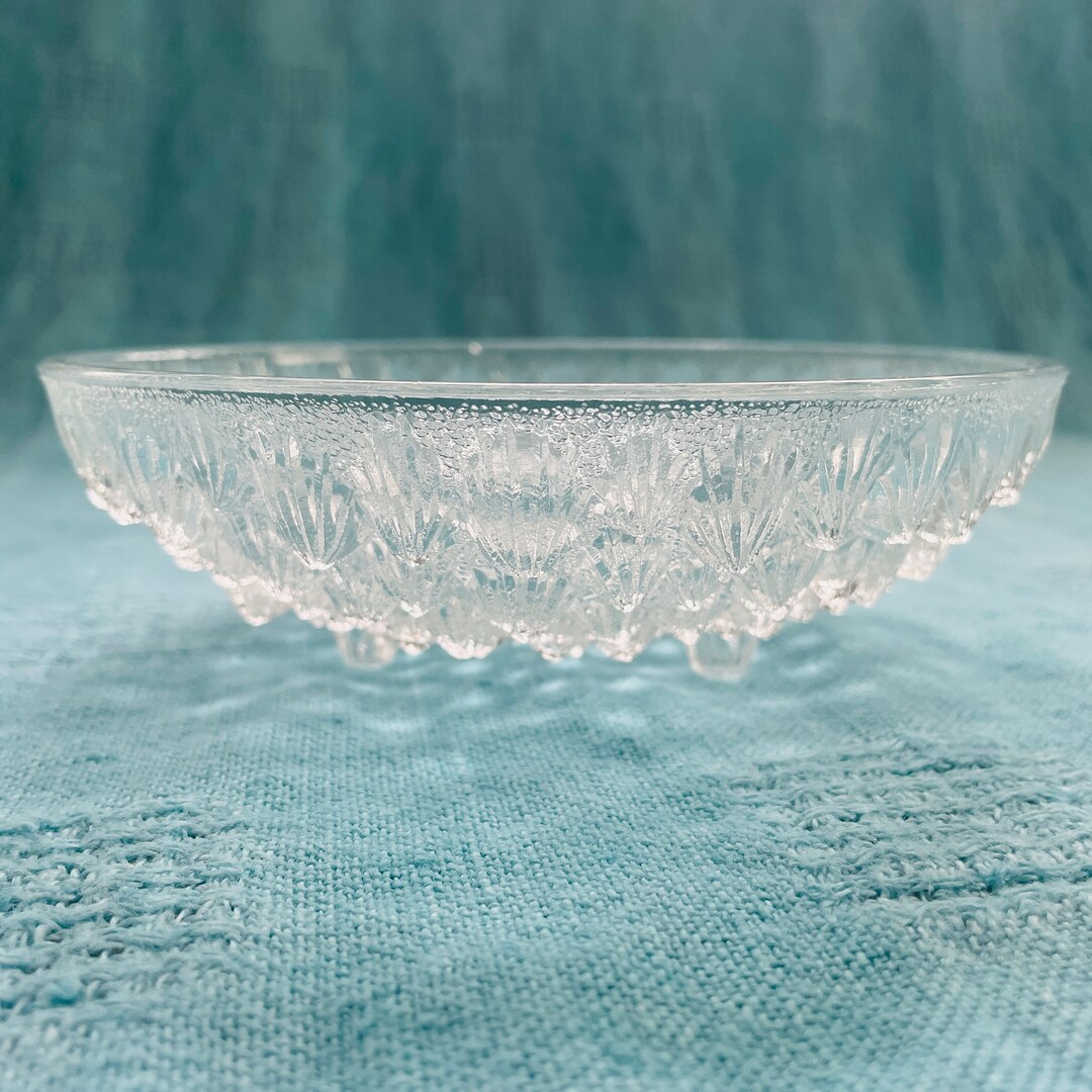Ice Glass Bonbon & Candy Dish - Ice Crystal Patterned Small 5-1/2 ...