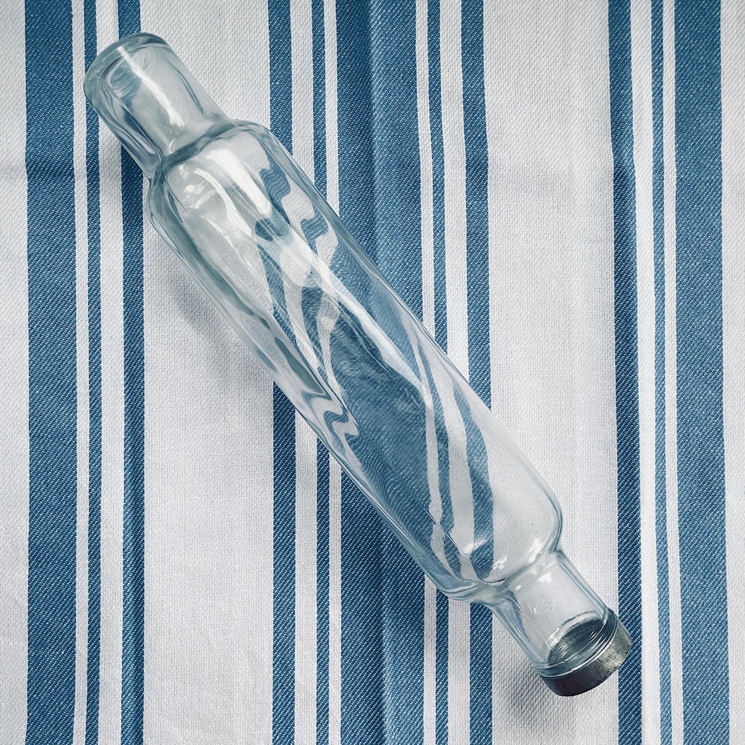 Antique Glass Rolling Pin With Metal End Cap - Depression Era ...