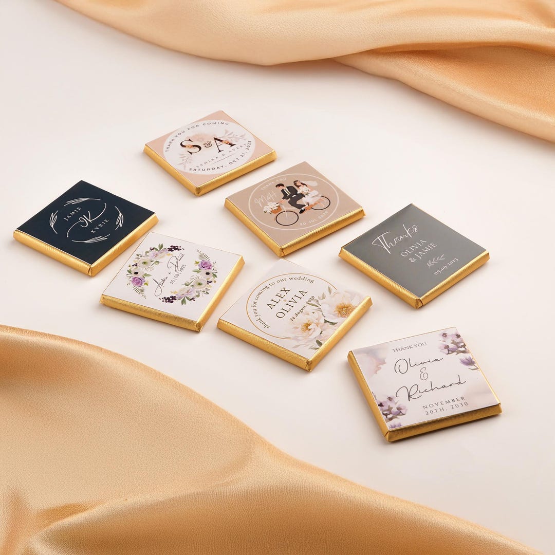 50 Chocolate Favors for Guests, Personalized Wedding Chocolate ...