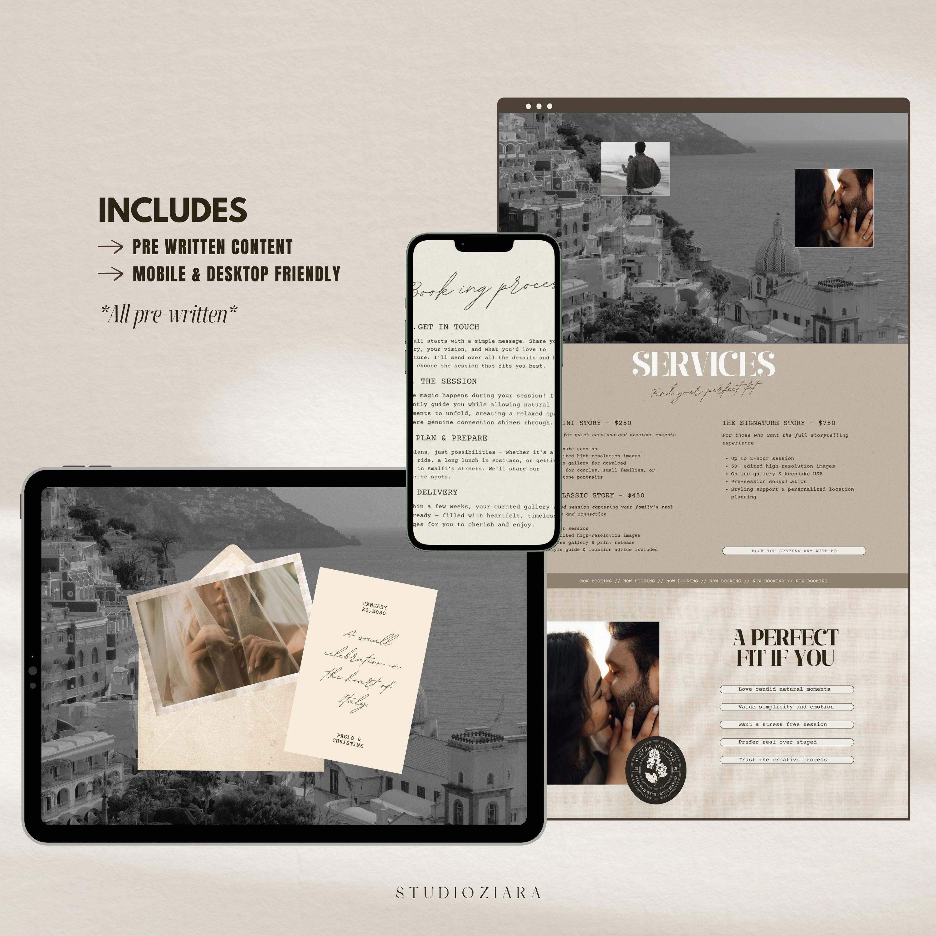 Neutral-toned Photography One-page Website Template Customizable Canva ...