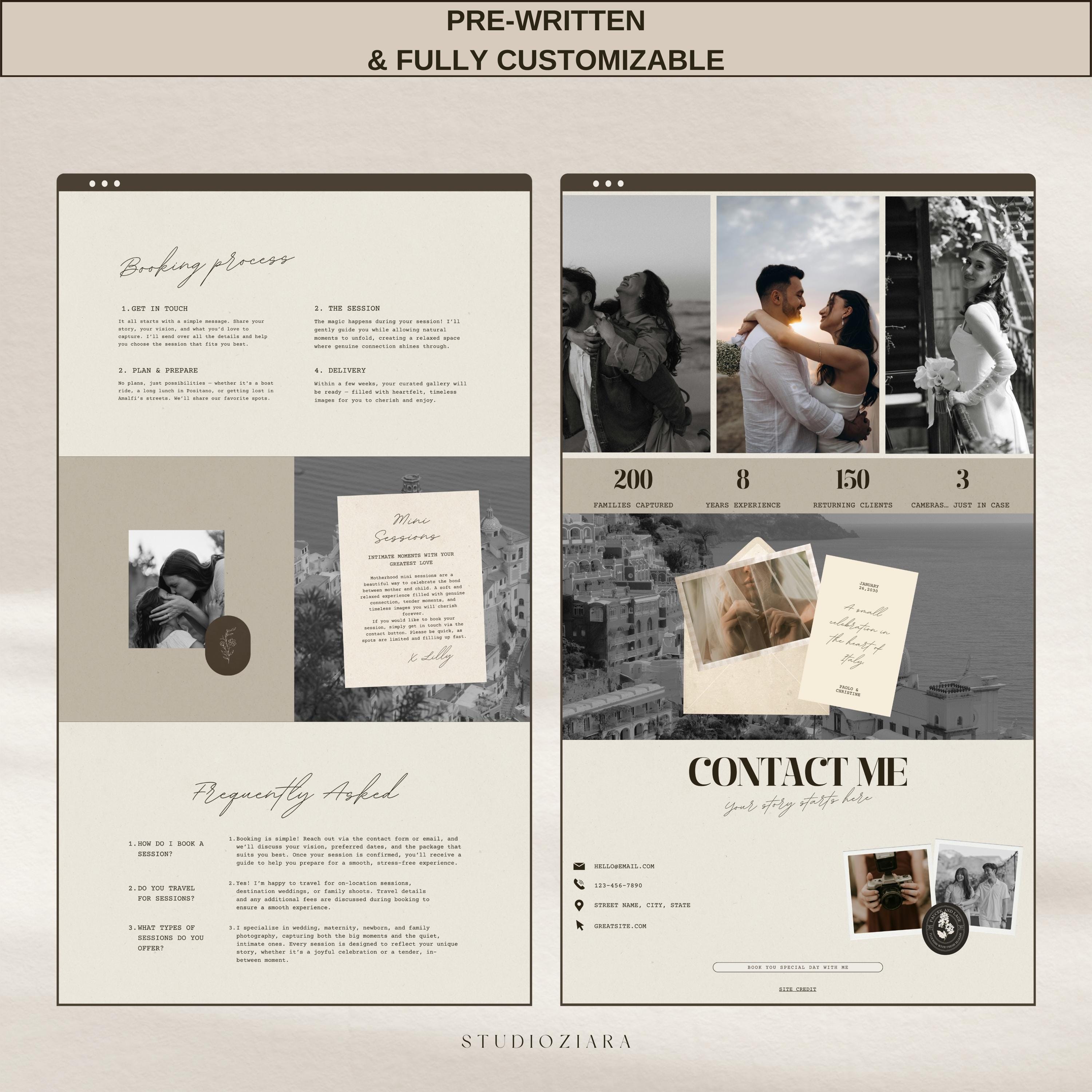 Neutral-toned Photography One-page Website Template Customizable Canva ...