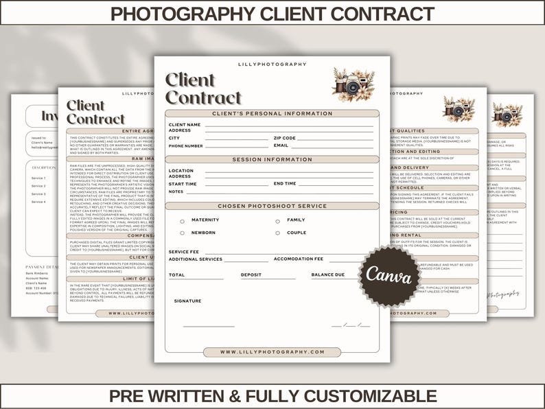Photography Client Contract for Photo Session Agreement Newborn Package ...