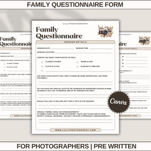 Family Session Photography Client Questionnaire Boho Design Session ...