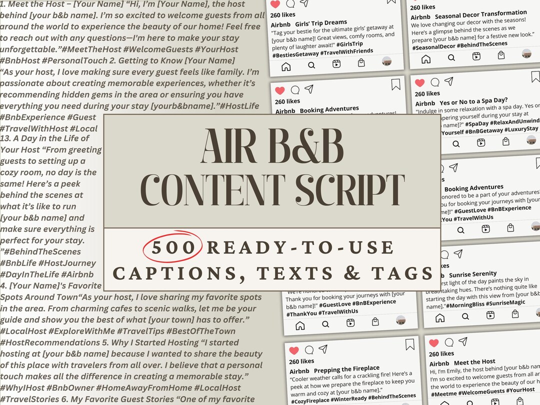 Air B&B Content Script Pre-written Airbnb Social Media Posts Airbnb ...