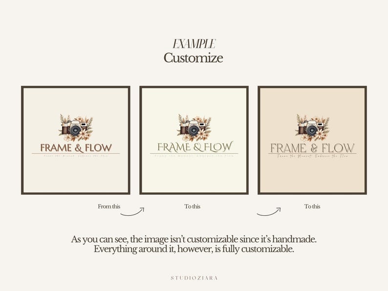 Floral Camera Logo Photography Branding Kit Feminine Photography Logo ...