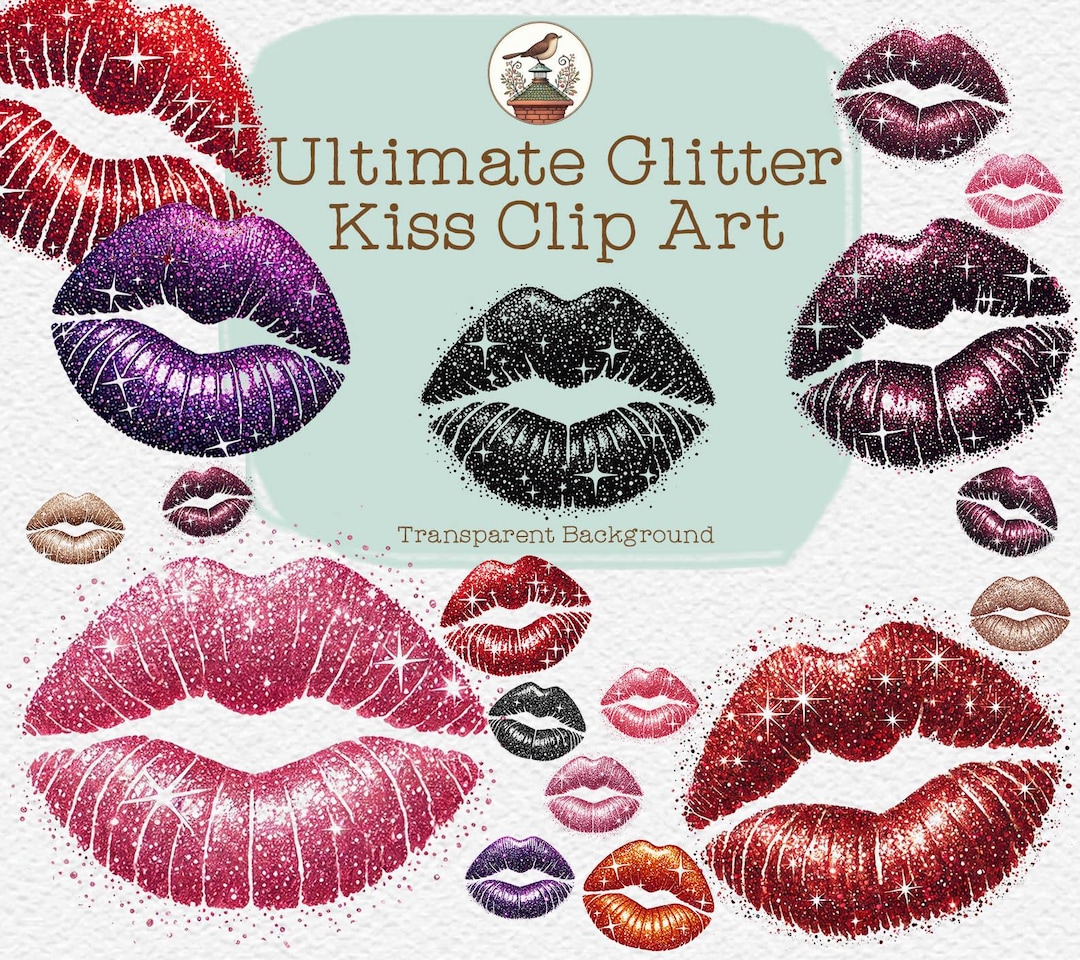 Pop Art Glitter Style Pucker Smooch Lips PNG Clip Art Clipart Red Pink ...
