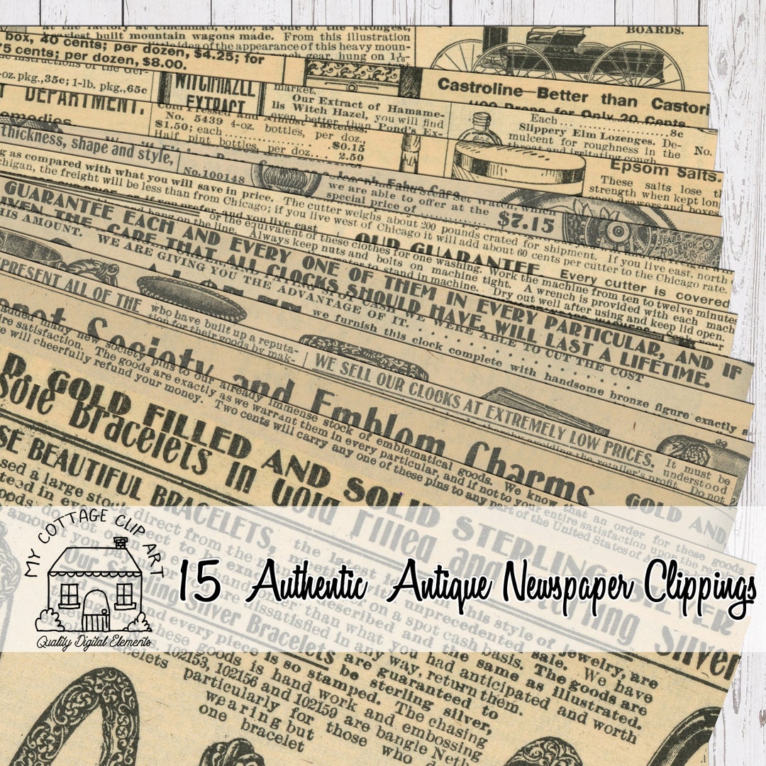 Antique Catalog Theme Ephemera Pages Newspaper Headline Prim Junk ...