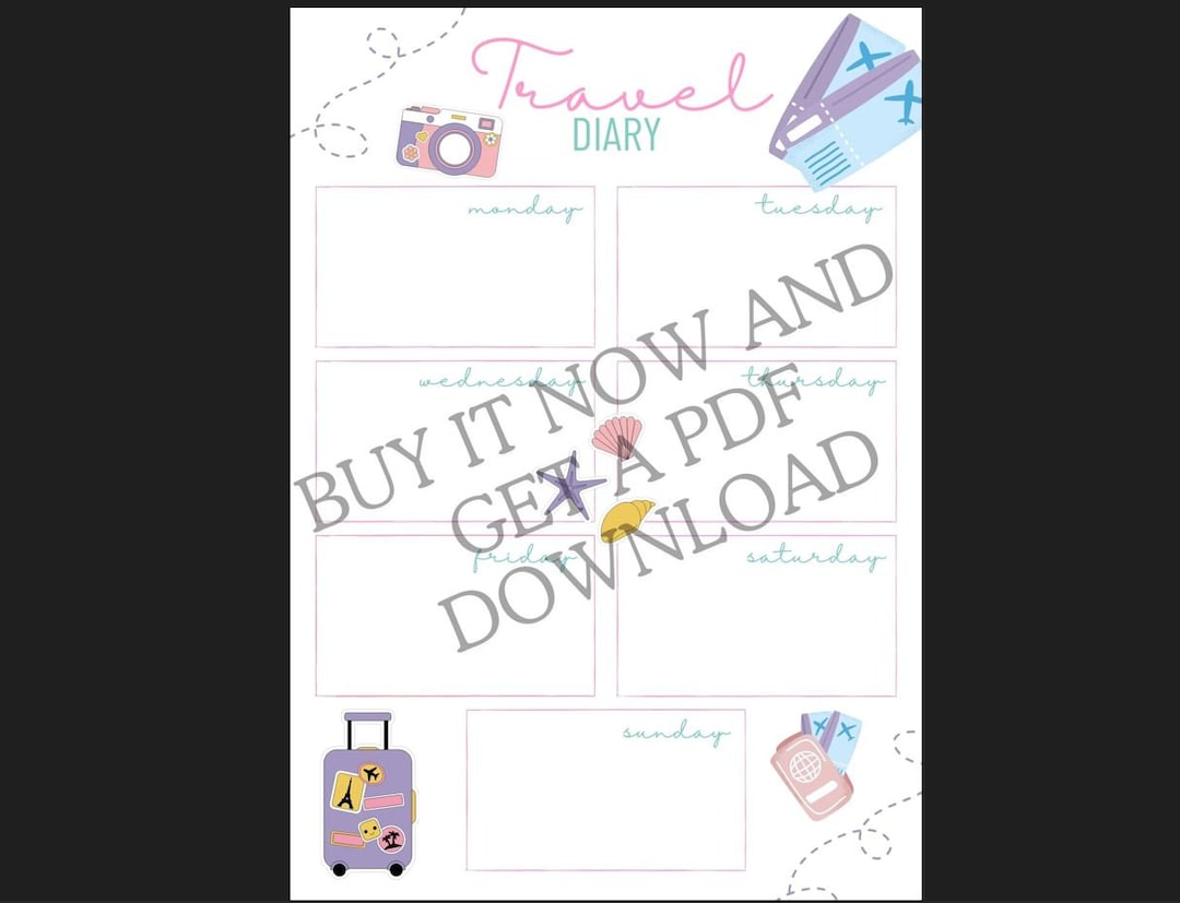 Travel Diary Template Pastel - Etsy
