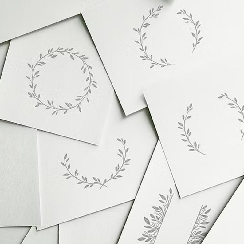 Floral Frame Clipart Digital Image. Wedding Favors DIY Crafts. Round ...