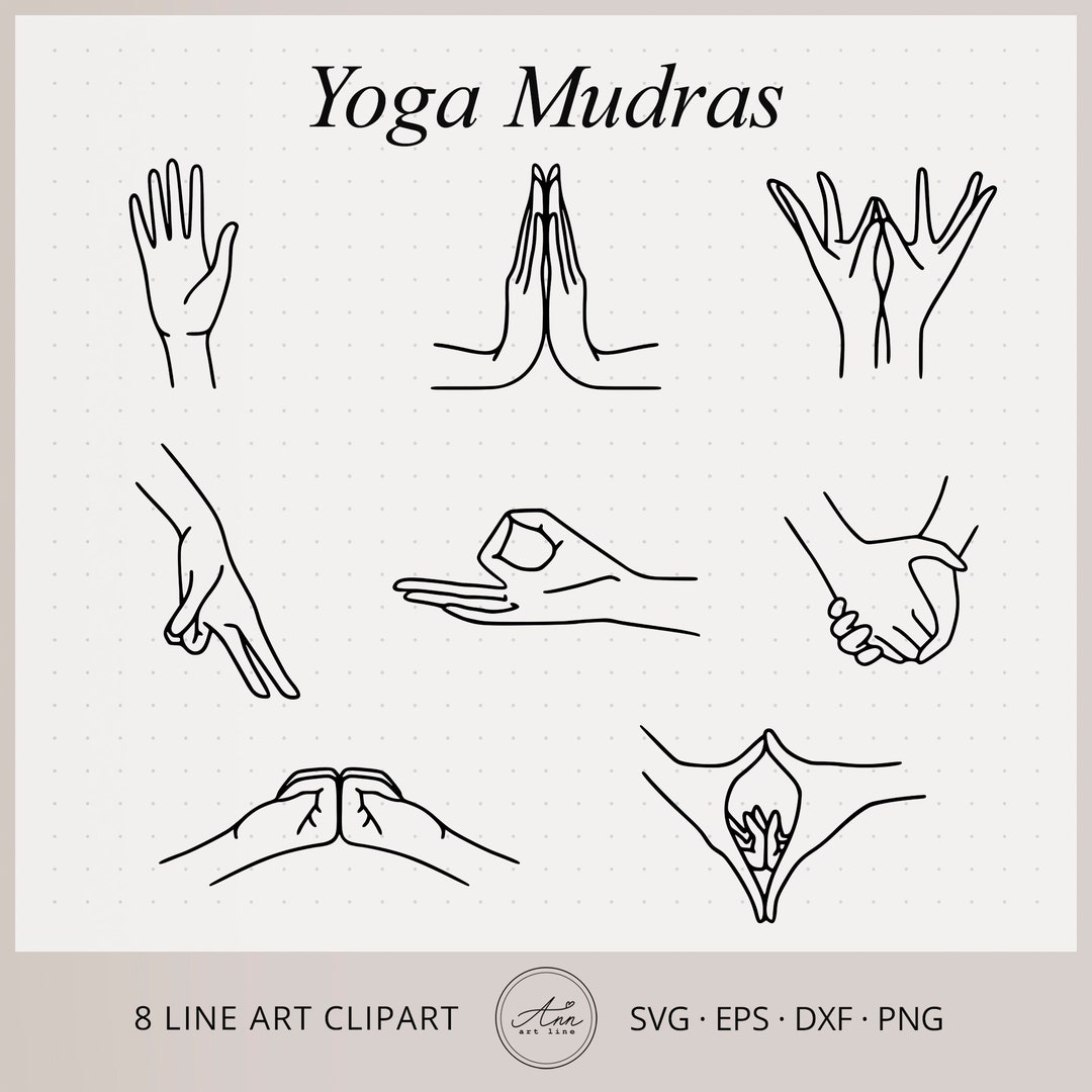Yoga Mudras Digital Image Vector Design SVG. Digital Clipart Line Art ...