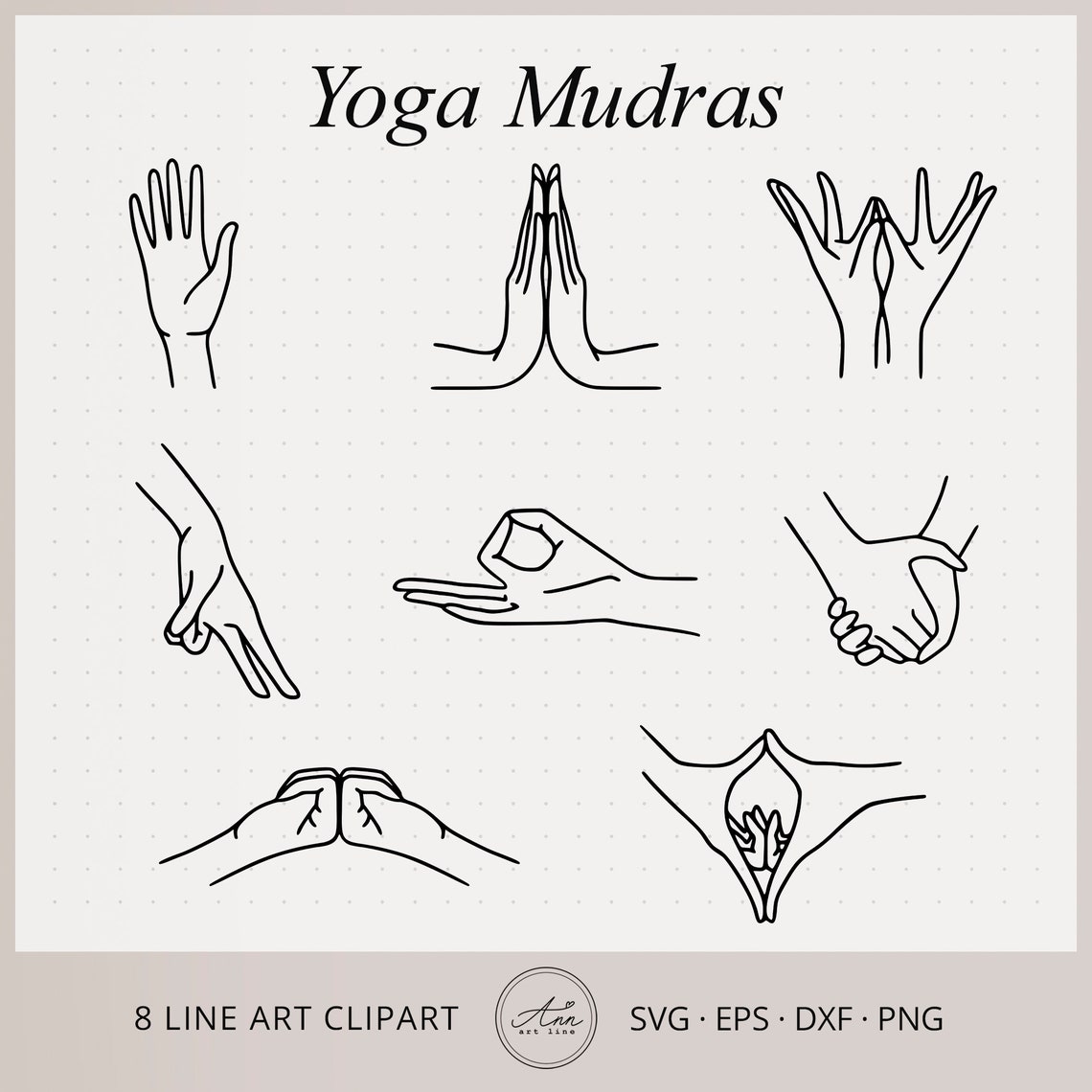 Yoga Mudras Digital Image Vector Design SVG. Digital Clipart Line Art ...