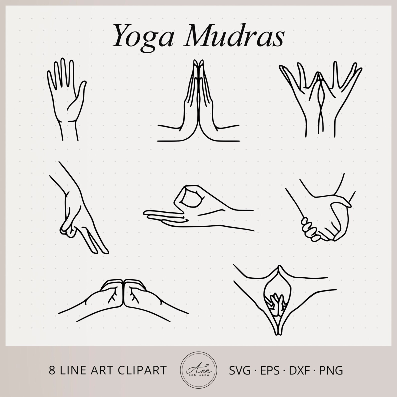Yoga Mudras Digital Image Vector Design SVG. Digital Clipart Line Art ...