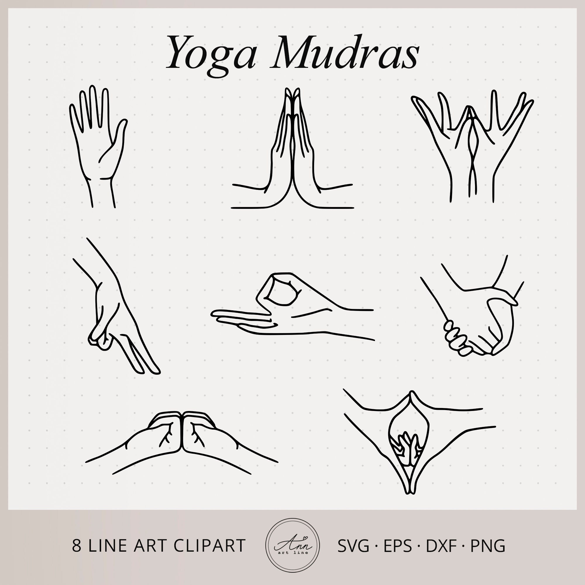 Yoga Mudras Digital Image Vector Design SVG. Digital Clipart Line Art ...